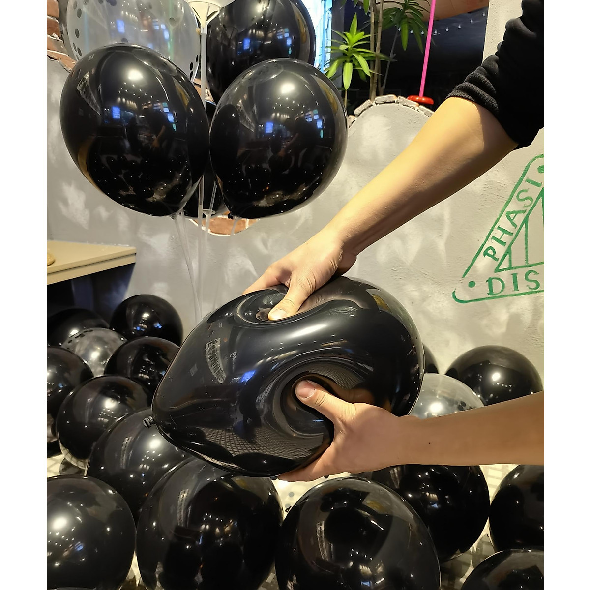 Black balloons 100 Pack + 10 Packs of Black Confetti Balloons, 12 inch Black Latex Balloons - Suitable for Weddings, Graduations, Black Birthday Balloon Party Decorations