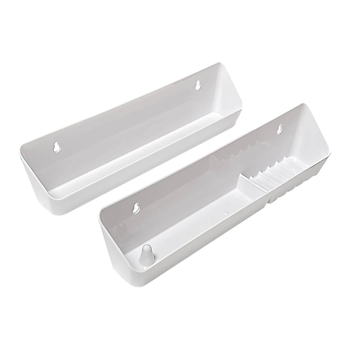 Aiwaiufu Kitchen Sink Front Trays Tip Out Tray Set 14 Inch Polymer Plastic White (2 Pack)