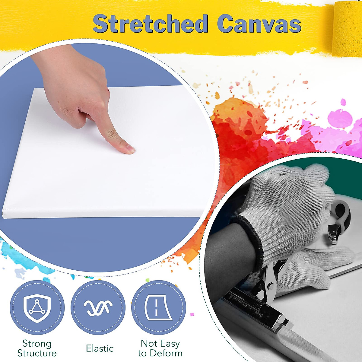 Stretched Canvases for Painting, 8PCS Multi Pack Canvas 3×5”, 5×7”, 8×10”, 10×12”(2 of each), Acid-Free Wood Frame Blank Canvas, Art Canvas Pre Primed for Acrylic, Oil Painting, Tempera Paintings.