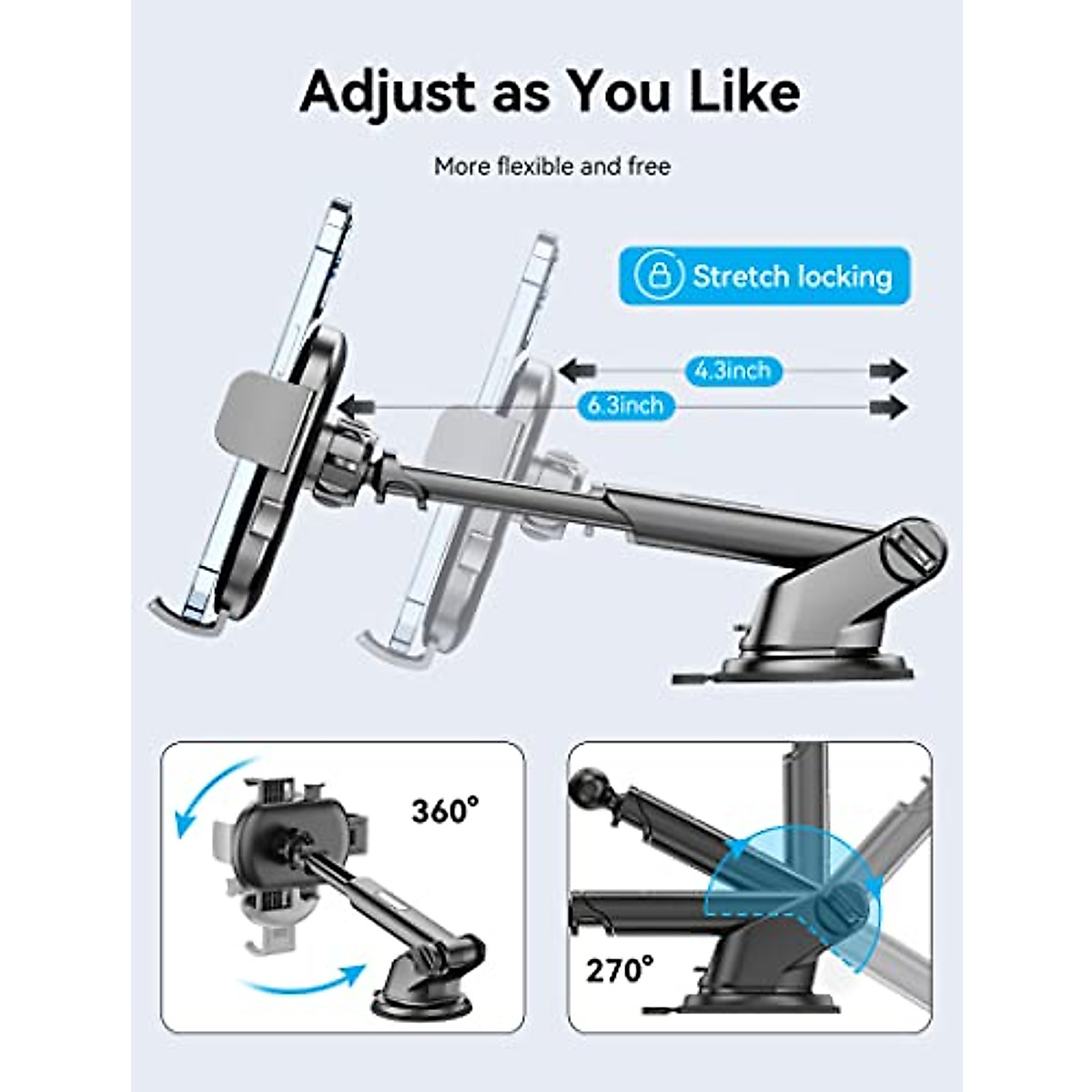 Phone Mount for Car VENTION Vent-Windshield-Dashboard Car Cell Phone Holder Mount 3 in 1 Automobile Cradles Stand suction cup phone holder for car cell phone mount for car cell phone automobile cradles Compatible with iPhone 13 14 Pro Max