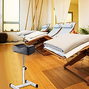 Kalolary Pedicure Manicure Footrest Adjustable Seat Height Technician Nail Equipment Salon Spa (Black)