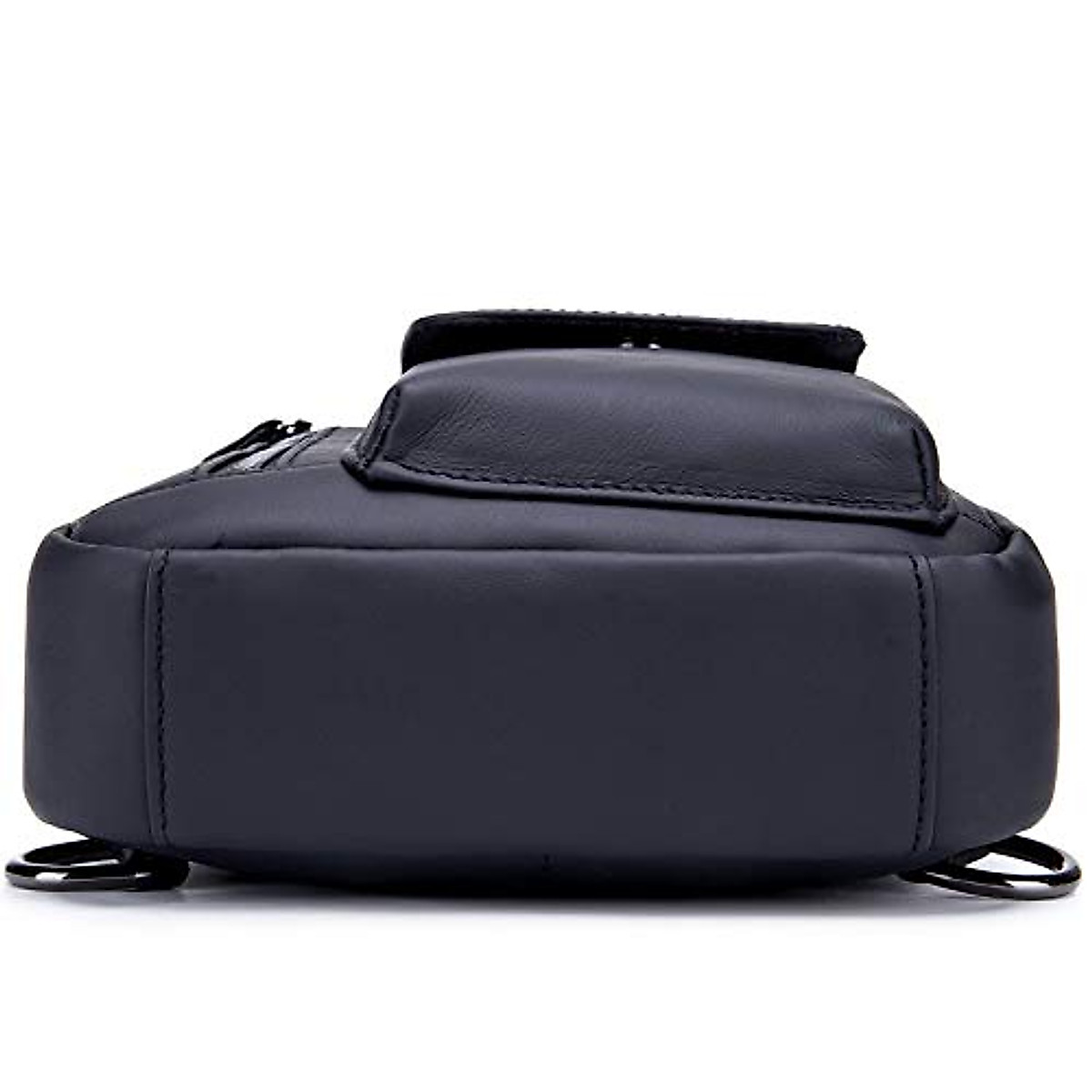 BULLCAPTAIN Mens Leather Crossbody Bag Shoulder Sling Bag Casual Daypacks Chest Bags for Travel Hiking Backpacks (Black)