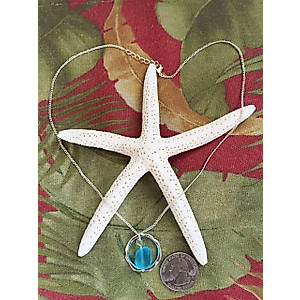 Ocean Waves Sea Glass Pendant Necklace, with sterling silver chain,Handmade Silver Plated Hoop with TumbledTurquoise Sea Glass