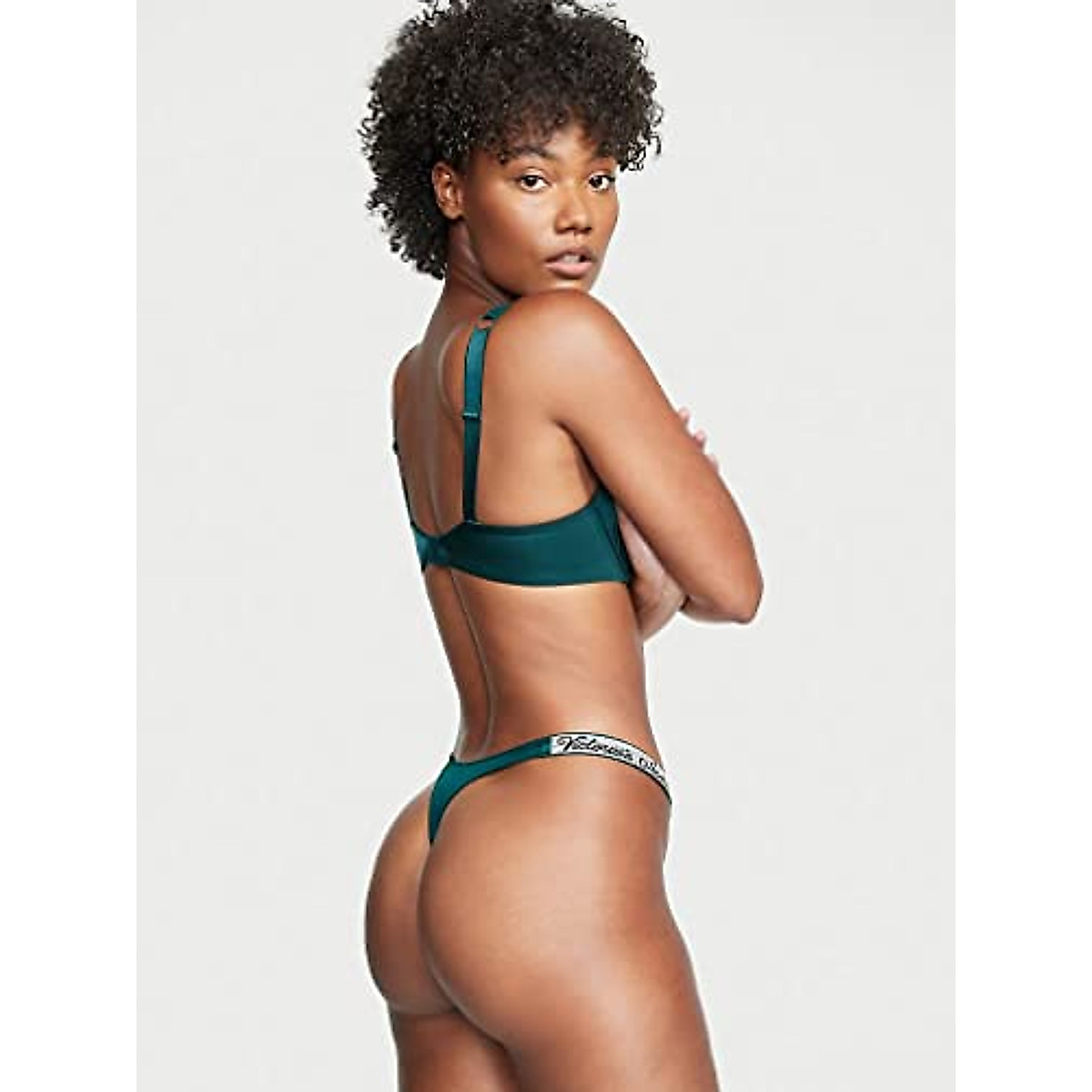 Victoria's Secret Very Sexy Shine Strap Thong Panty, Deepest Green, Small