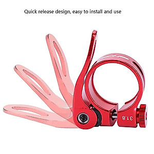 VGEBY1 Seatpost Clamp, Bicycle Seat Post Lock Quick Release Aluminum Alloy Cycling Part Seatpost Clip(31.8mm-Red)
