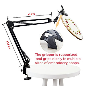 YUBAIHUI Embroidery Hoop Stand, 360° Adjustable Metal Embroidery Hoop Holder, Rotated Cross Stitch Stand, Cross Stitch Supplies Accessories