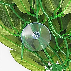 Reptile Plants Hanging Silk Terrarium Plant with Suction Cup for Bearded Dragons,Lizards,Geckos,Snake Pets and Hermit Crab Tank Habitat Decorations,Small Size,12 inches Green