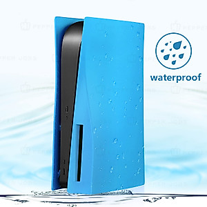 PEPPER JOBS PS5 Console Cover, Hard Shockproof PS5 Console Skin Case ABS Anti-Scratch Dustproof PS5 Cover Replacement Plate Shell for PS5 Console Disc Edition (Starlight Blue)