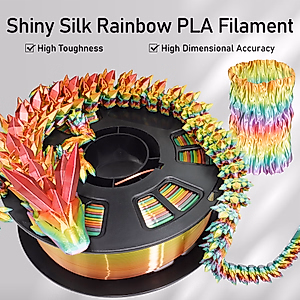 DO3D Silk Multicolored Rainbow PLA 3D Printer Filament, 1.75mm PLA Fast Color Change 3D Printing Material, 1kg Spool (2.2lbs),for FDM 3D Printers