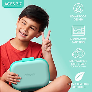 Bentgo® Kids Chill Lunch Box - Bento-Style Lunch Solution with 4 Compartments and Removable Ice Pack for Meals and Snacks On-the-Go - Leak-Proof, Dishwasher Safe, Patented Design (Aqua)