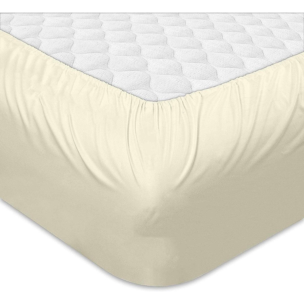 Split King Sheet Sets for Adjustable Beds Deep Pocket, Twin XL Fitted Sheet Sets for Adjustable Bed Split King 100% Extra Long Staple Cotton Deep Pocket Sheets 10-18 Inches Ivory Solid