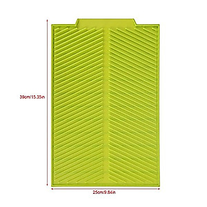 Dish Drying Mat, 15.35* 9.84inch Heat resistant Silicone Mat for Kitchen Counter, Slip Resistant Silicone Quick Dry Pad for Washing Dishes(Green)