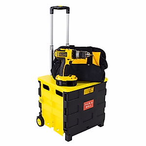 Mount-It! Rolling Utility Cart, Folding and Collapsible Hand Crate with Lid on Wheels, 55 lbs Capacity