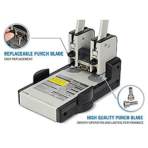 Carl MFG Heavy-Duty Punch, 2-Hole, 6mm, 100 Sheet Capacity, Silver/Blue (CUI62100)