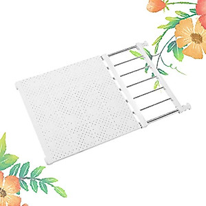 DOITOOL Expandable Closet Tension Shelf Storage Rack Adjustable Metal Storage Rack Cabinet Organizer DIY Divider Separator for Cabinet Wardrobe Cupboard Kitchen Bathroom, 13-20.86 inches