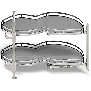 Kinchoix Blind Corner Cabinet Pull Out Organizer, Soft Close Swing Right Pull Out Cabinet Organizer 36inch, Corner Cabinet Lazy Susan for Corner Cabinet Blind Shelf, 2 Tiers Tray, Adjustable Height