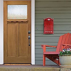 Funerom Vintage Wall Mounted Post Box Metal Mailbox 9 x 5.5 x 14.6 Inches, Rustic Red