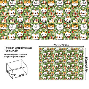 Vnaaem Sushi Cat Wrapping Paper 6 Pc Cute Kawaii Cat Japanese Food Gift Wrap Paper for Kids Girls Boys Birthday Baby Shower Holiday,19.6 X27.8Inch