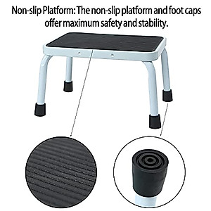 Sattiyrch 9.5" Step Stool with Anti-Skid Rubber Platform,Metal Medical Foot Stool for Elderly,Senior,Easy to Assemble Heavy Duty Step Stool White