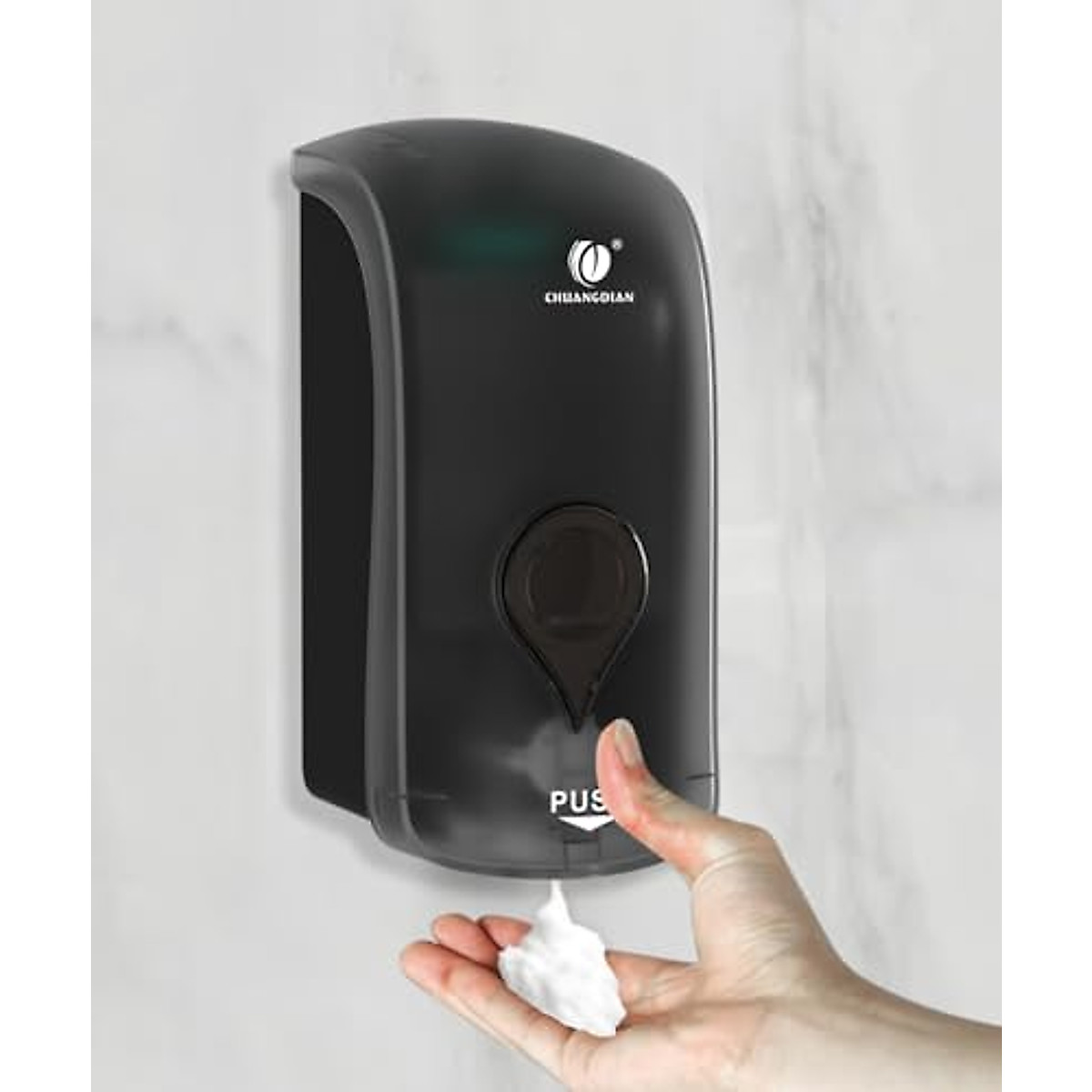 Manual Foam Soap Dispenser, 35oz (1000mL) Commercial Refillable Foaming Soap Dispenser-Transparent Black, CHUANGDIAN