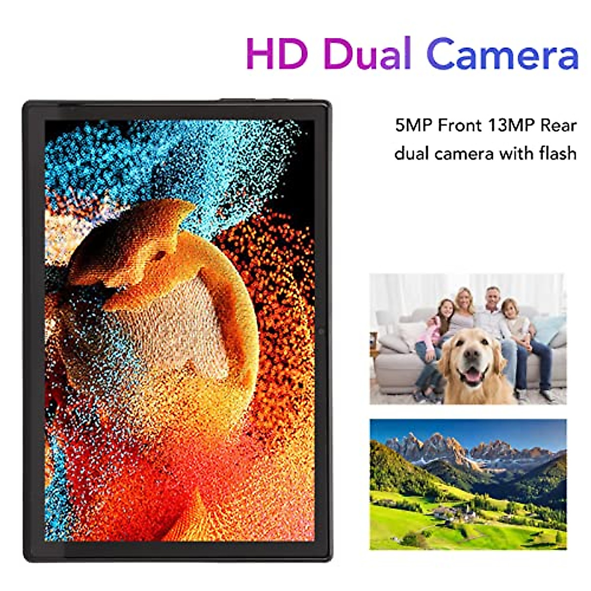 HEEPDD 10.1 Inch Tablet, 100-240V 4GB 32GB Blue Calling Tablet 5MP Front 13MP Rear 2.4G 5G Dual Band with OTG Cable for Android 8.1 (US Plug)