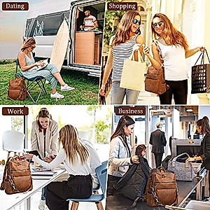 AGLOD Leather Backpack Purse for Women Designer Ladies Shoulder Bag Fashion Faux Work Travel Handbags