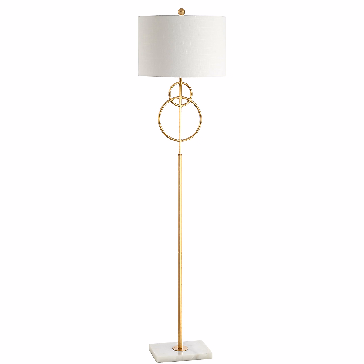 JONATHAN Y JYL1097A Haines 60" Modern Circle Marble/Metal LED Floor Lamp Classic,Glam,Transitional for Bedrooms, Living Room, Office, Reading, Gold