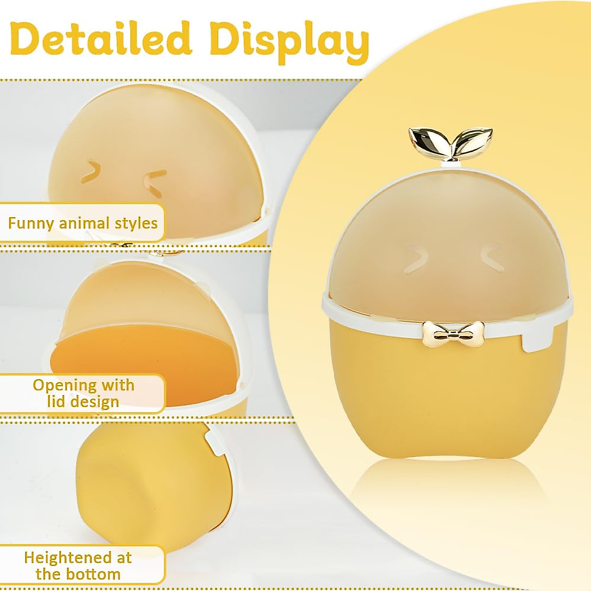 DIBALIYI Mini Desk Can with Lid, Cute Bedroom Trash Can and 3 Rolls Can Liners, Cartoon Animal Desktop Dust can for Office Car Kitchen Bathroom, 19.5 * 15 * 15cm (Green)