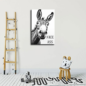 NICE ASS - Funny Donkey Animal Canvas Poster Holiday Gift HD Picture Modern Aesthetics Mural Wall Art Decoration (Framed,08×12inch)