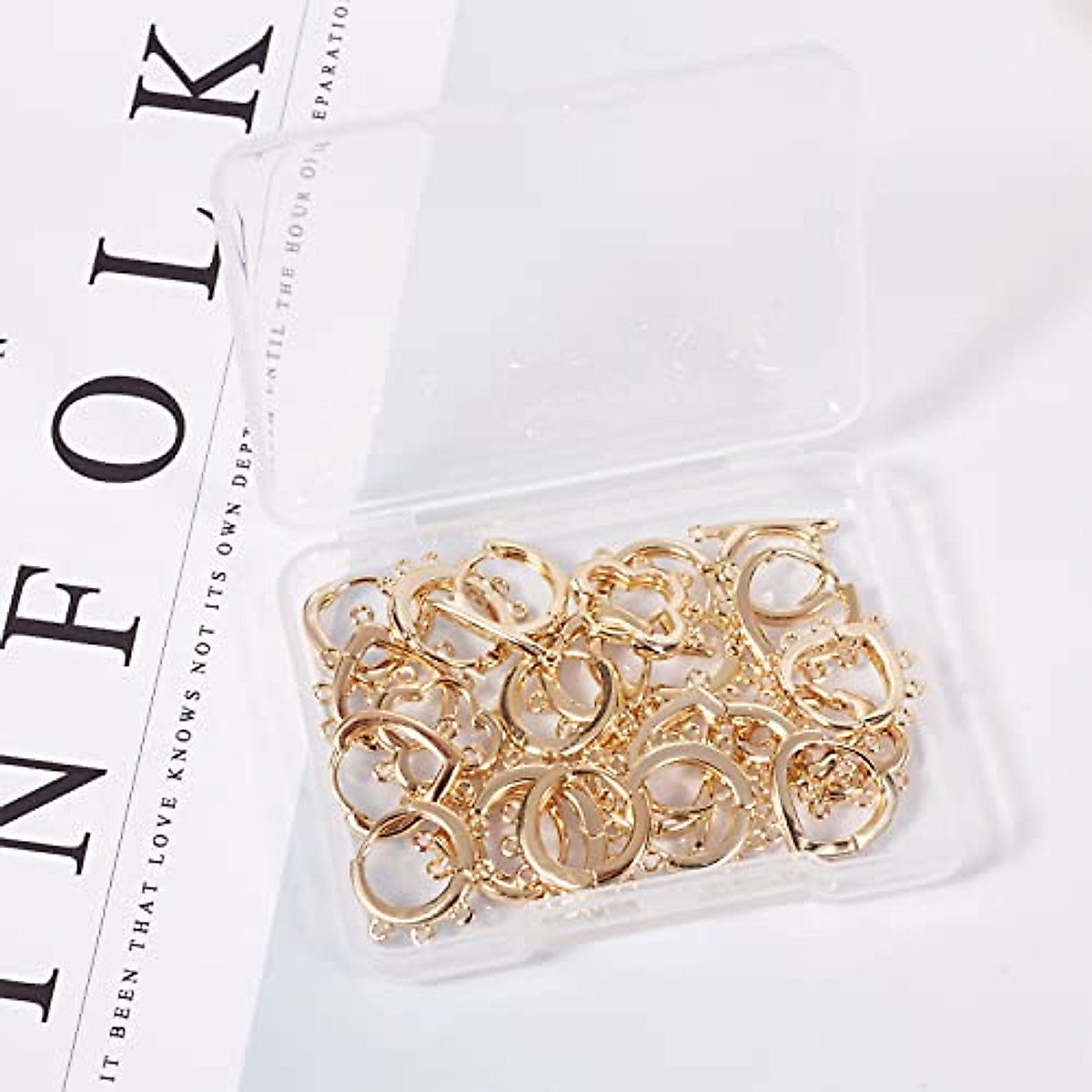 Craftdady 12 Pairs Huggie Hoop Earring Findings 14K Gold Plated Brass Hoop Earrings with Multi Loops Circle Teardrop Flower Leverback Ear Wires Components for DIY Earrings