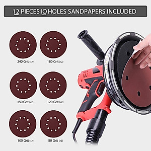 POWER PRO 2600 Electric Drywall Sander - Variable Speed 1500-2600rpm, 850 Watts, with Automatic Vacuum System, LED Light, and Dust Bag (2600)