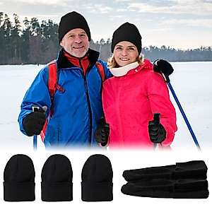 SATINIOR 6 Pieces Winter Beanie Hat Gloves Set, Knit Hat Touchscreen Gloves Soft Skull Cap Set for Women Men(Black)