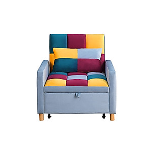 Otnqu Sleeper Chair Bed,Convertible Single Sofa Chair Bed with Pillow,Pull Out Sleeper Bed with Adjustable Backrest,Multi-Functiona Lounge Chair for Living Room(Mix Color)