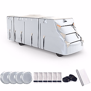 SELIMON 300D Top Class C RV Cover with Waterproof PU Coating Rip-Resistent & Anti-UV Winter Camper Cover Fits 23' to 26' Motorhome