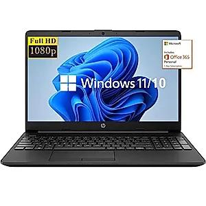 2022 Newest HP 15.6" FHD IPS Laptop Computer, Intel Celeron N4020(up to 2.8 GHz), 8GB RAM, 128GB SSD, Office 365, HDMI, Bluetooth, Webcam, USB-C, Windows 10S, Black, Online Class Ready, JVQ Mousepad