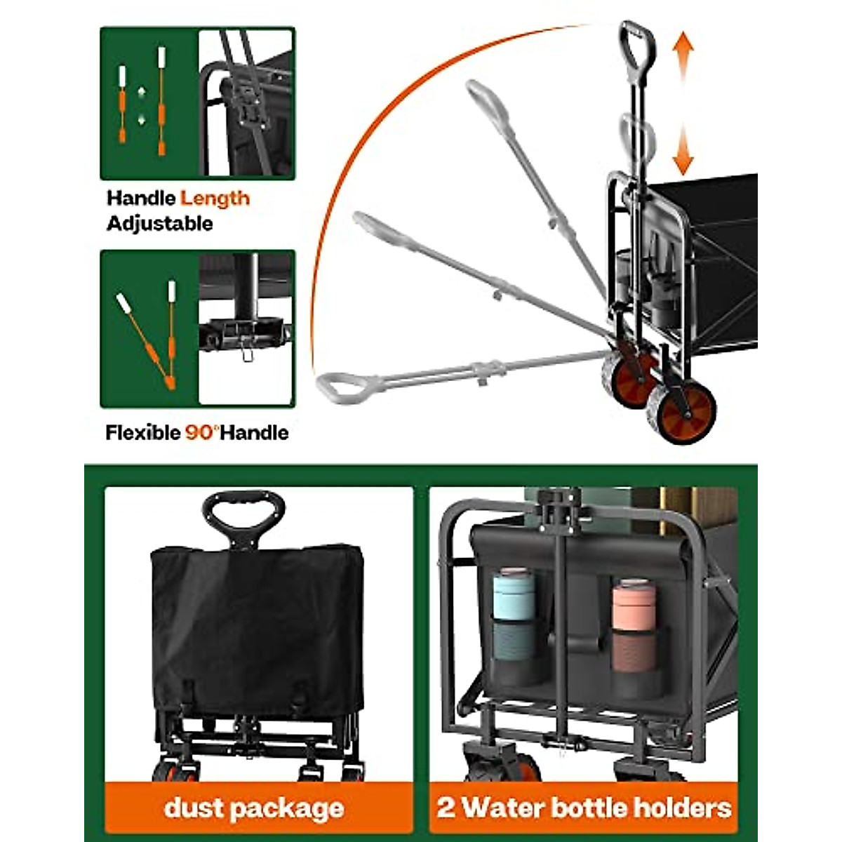 LOGARD Collapsible Folding Wagon,Heavy Duty Utility Beach Wagon Cart,Outdoor Camping Wagon