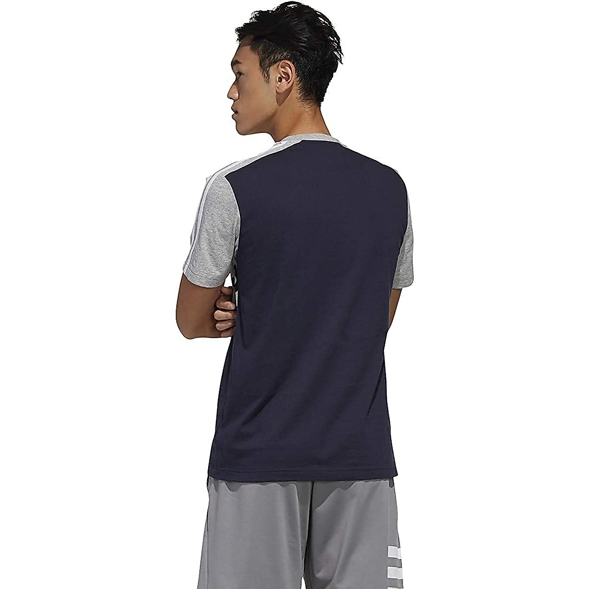 adidas Men’s Essential Colorblock Tee, Medium Grey Heather/Legend Ink/White, Medium
