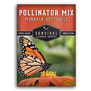 Pollinator Seed Mixture to Attract Monarch Butterflies, Bees & Pollinators - 1 Packet - Milkweed, Garden Flower, & Wildflower Mix for Planting - Support Conservation Efforts - Survival Garden Seeds