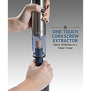 Ivation Wine Gift Set, Includes Stainless Steel Electric Wine Bottle Opener, Wine Aerator, Electric Vacuum Wine Preserver, 2 Bottle Stoppers, Foil Cutter & LED Charging Base