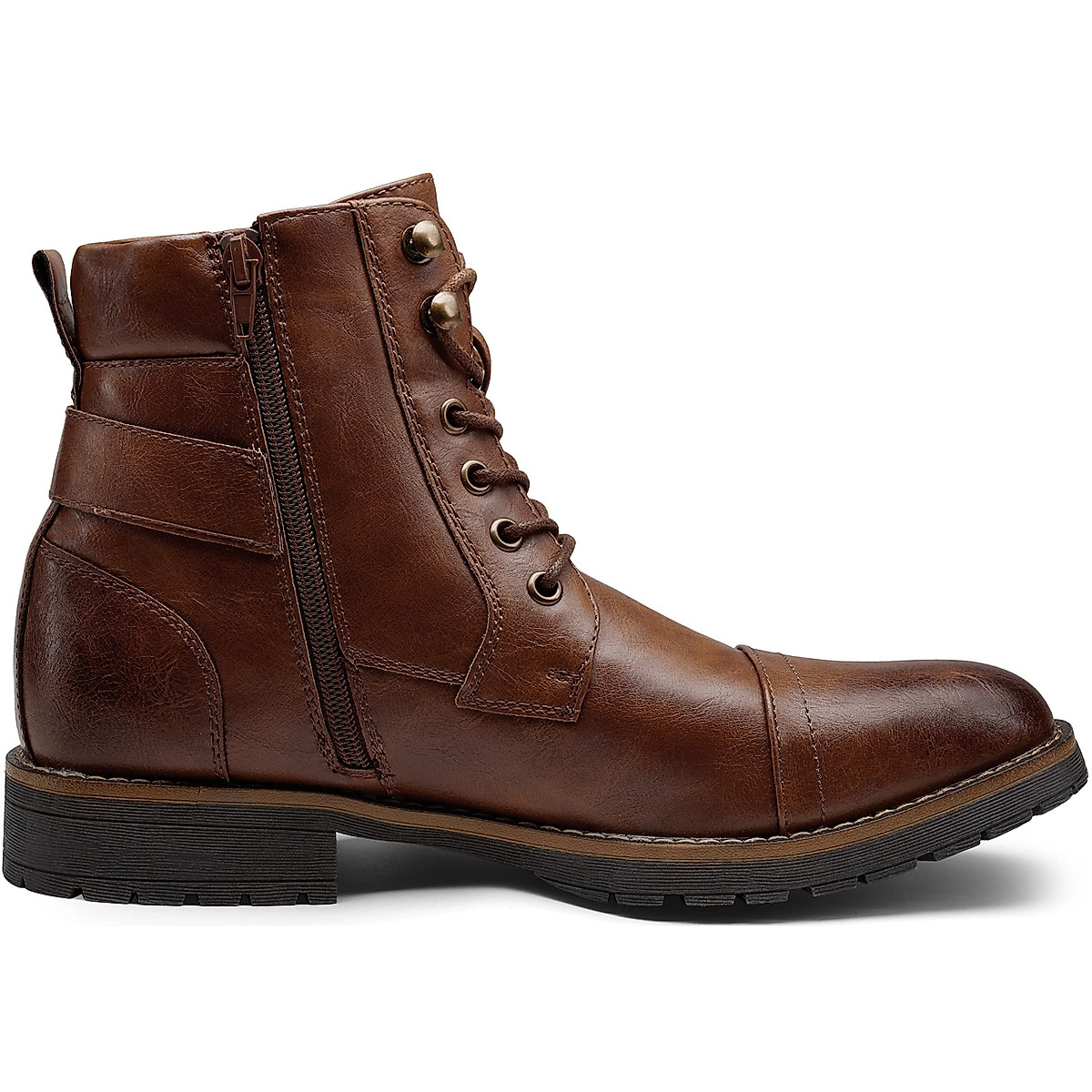 Vostey Men's Boots Casual Dress Boots for Men Brown Boots Mens Motorcycle Combat Ankle Boot (BMY678A dark brown 10)