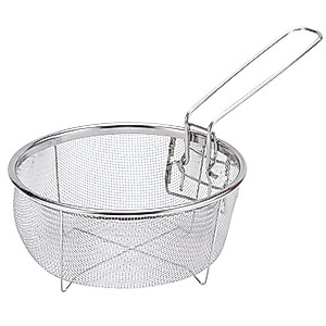Stainless Steel Deep Fry Basket for Frying Serving Food, Multifunctional Fryer Basket with Detachable Handle Fryer for Pot Mini Fish Fry Fryer Strainer with Long Handle Cooking Tool (9 Inch)