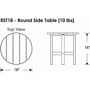POLYWOOD R100BL Presidential Rocking Chair, Black & RST18BL Round 18" Side Table, Black
