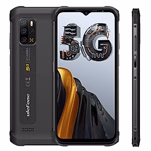 Ulefone Armor 12 5G Rugged Smartphone, 8GB+128GB, 48MP Quad Rear Camera, Waterproof Rugged Cell Phone, 6.52" HD+, 5180mAh, 15W Wireless Charging, T-Mobile Unlocked Rugged Phone (Black)