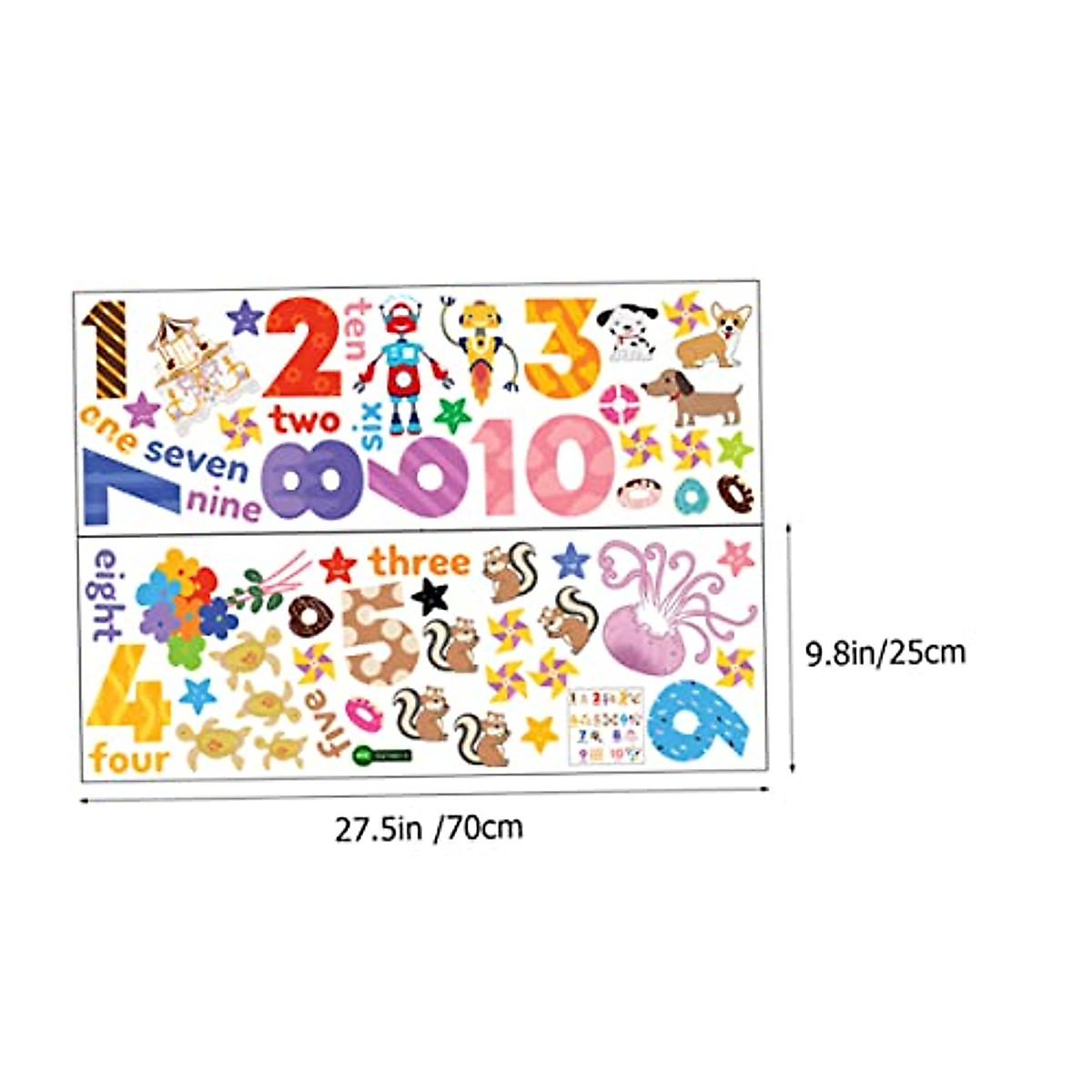 VOSAREA 3 Sets Digital Cartoon Wall Sticker Wall Decoration Classroom Wall Decals Number Wall Stickers Kindergarten Wall Sticker Trendy Room Decor Cartoon Number Design Sticker