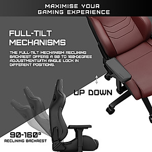 Anda Seat Kaiser Frontier Maroon PVC Leather Gaming Chair - XL Premium Ergonomic Gamer Chair for Adults, Video Game Chairs with Memory Foam Neck Pillow & Lumbar Back Support - Office Computer Seat