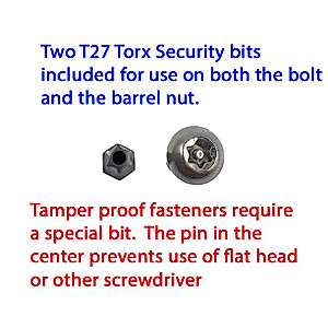 Harris Hardware 90202 T27 Torx Security Stainless Steel 10/24 Threaded Shoulder Bolts and Barrel Nuts for a 1-1/4 in. Panel and 2 Torx Bits