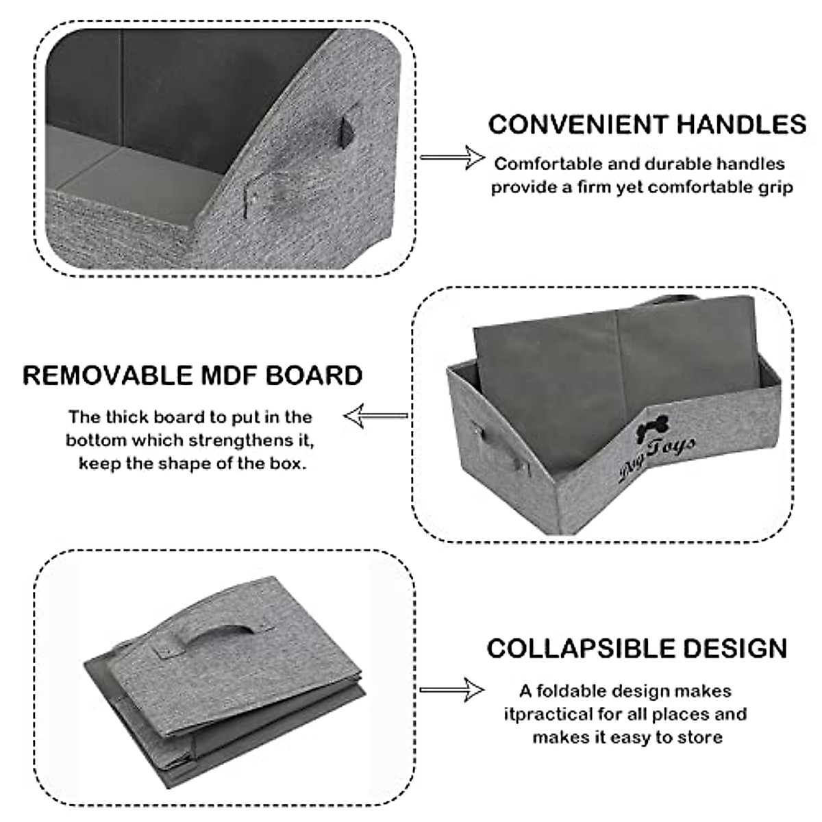 Morezi Linen-Cotton Blend Dog Toy Basket and Dog Toy Box, Dog Toy Basket Storage - Perfect for organizing pet Toys, Blankets, leashes, chew Toys - Snow Grey - Dog