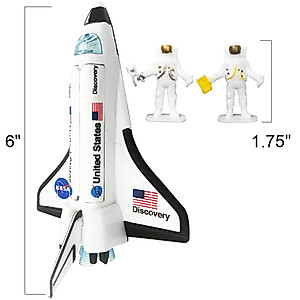 ArtCreativity Space Shuttle Toy Set with 2 Astronaut Figurines, Cool Space Toys for Kids-Diecast Metal Shuttle with Lights, Sounds and Pullback Motion, Best Space-Themed Gifts for Boys & Girls