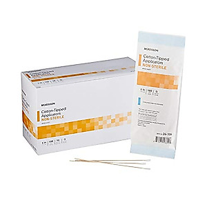 McKesson Cotton-Tipped Applicator Swabstick, Non-Sterile, Wood Shaft, 6 in, 100 Count, 10 Packs, 1000 Total