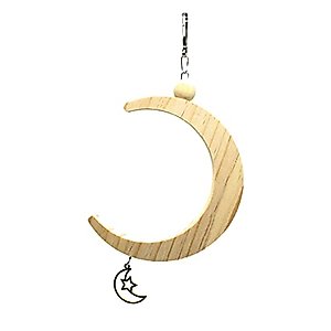 TEHAUX Bird Swings Toy, Moon Shaped Hanging Perch for Lovebird, Budgie, Parrot, Lorikeet, Finches, Conures, Pet Cage Rattles Educational Toy (Random Style)